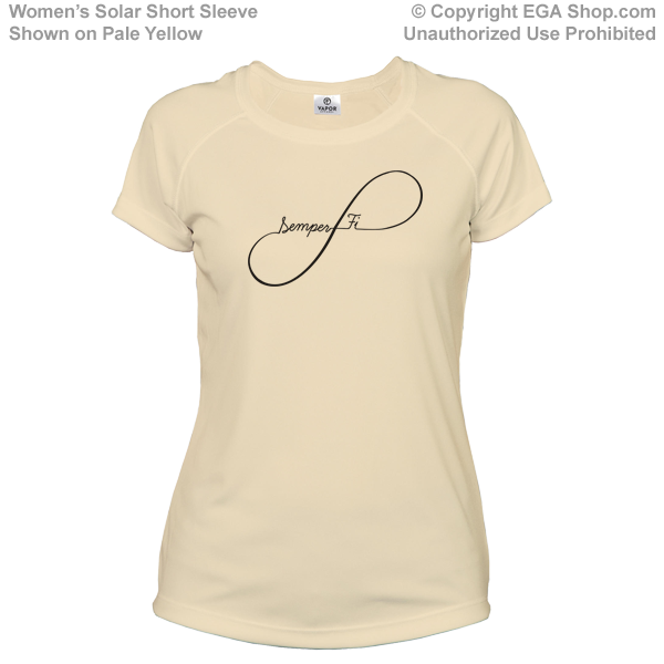 _T-Shirt (Ladies, Solar): Infinity, Semper Fi Script