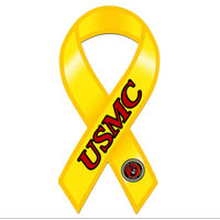 Ribbon Car Magnet, Yellow USMC and Seal